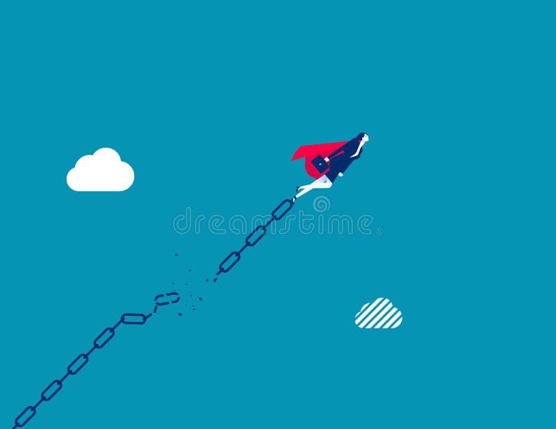 Business Leader Break the Chains. Business Inspiration Vector Flat ...