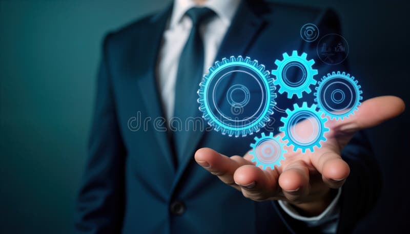 Business Leader Controls Operations with Tech Tools. Modern Manager ...