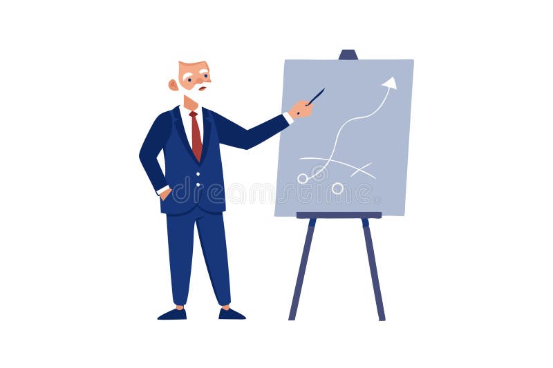 Business Leader Giving a Presentation Explaining Strategy on a ...