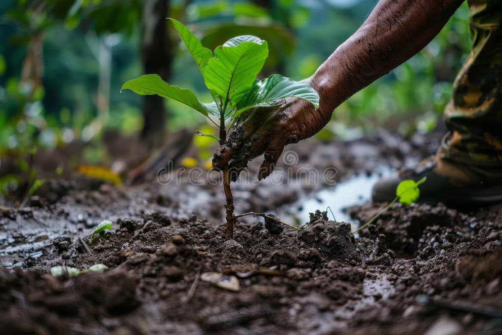 Business Leader Planting Trees, Restoring Deforested Area ...