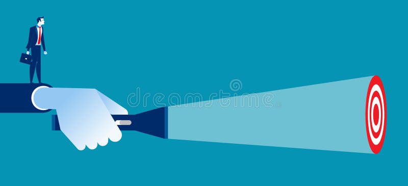 Business Leader Pointing Flashlight To Target. Concept Business Stock ...