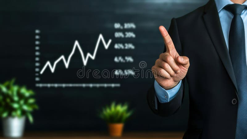 A Business Leader Presenting Growth Trends in Conference Room Stock ...