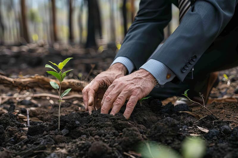 Business Leader Showing Commitment To Environmental Restoration through Tree Planting Stock ...