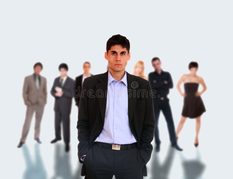 Business Leader Standing in Front of His Team Stock Image - Image of ...