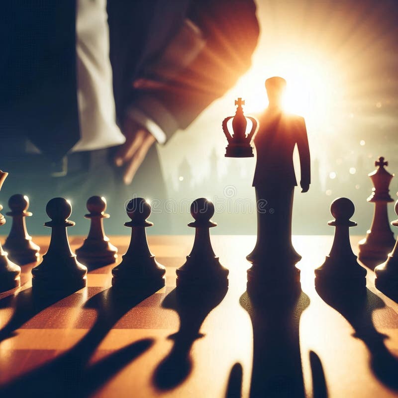 Business Leadership, Teamwork Power and Confidence Concept. Chess Pawns ...