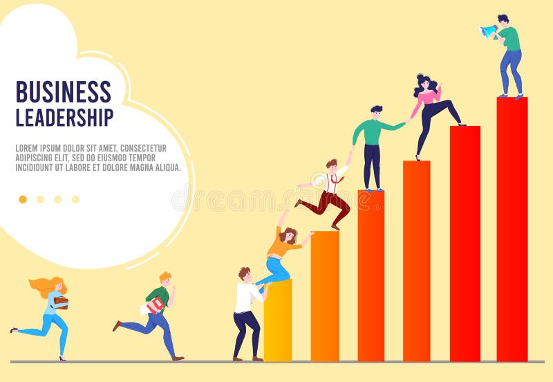 Business Leadership Vector Illustration, Cartoon Flat Tiny Business ...