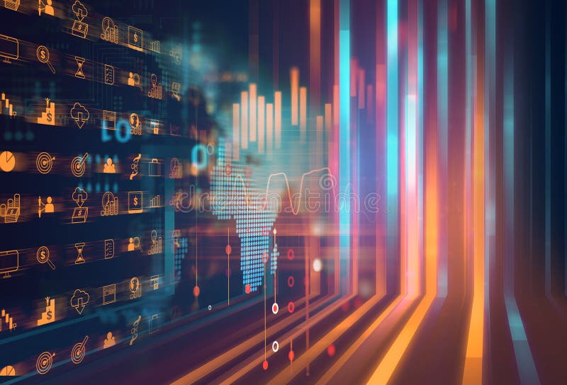 Business and Learning Icon on Blue Technology Background Stock ...