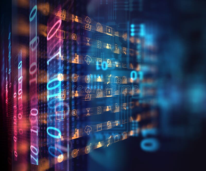 Business and Learning Icon on Blue Technology Background Stock ...