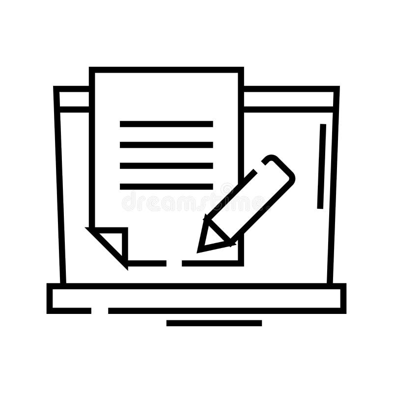 Hand Writing Line Icon, Concept Sign, Outline Vector Illustration ... Hand Writing Line Icon, Concept Sign, Outline Vector Illustration ...