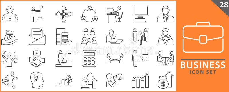 Business line icon set stock vector. Illustration of productivity ...