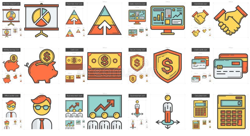 Business line icon set. stock vector. Illustration of line - 85930935