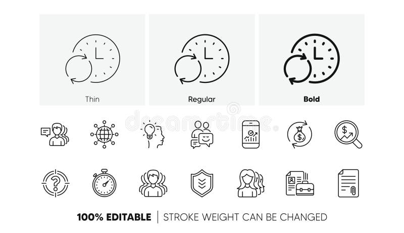 Business Line Icons. Group of People, Portfolio and Teamwork. Linear ...