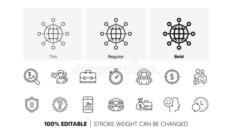 Business Line Icons. Group of People, Portfolio and Teamwork. Linear ...