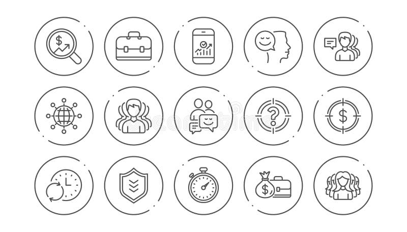 Business Line Icons. Group of People, Portfolio and Teamwork. Linear ...