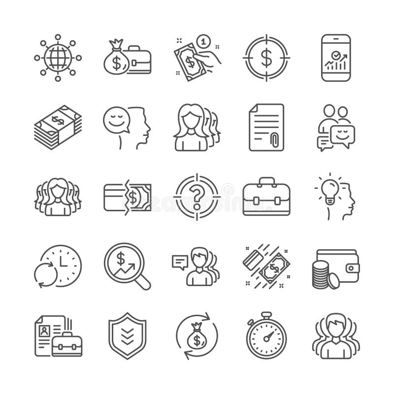 Business Line Icons. Group, Profiles and Case. Vector Stock Vector ...
