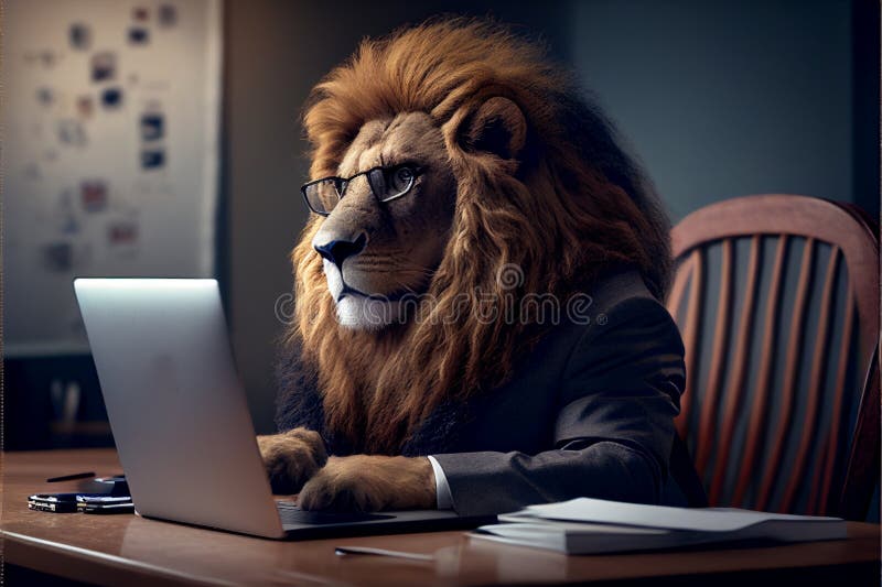 Lion Typing Computer Stock Illustrations – 11 Lion Typing Computer ...