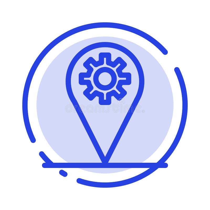 Business, Location, Map, Gear Blue Dotted Line Line Icon Stock Vector ...