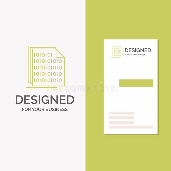 Business Logo for Binary, Code, Coding, Data, Document. Vertical Green Business / Visiting Card ...
