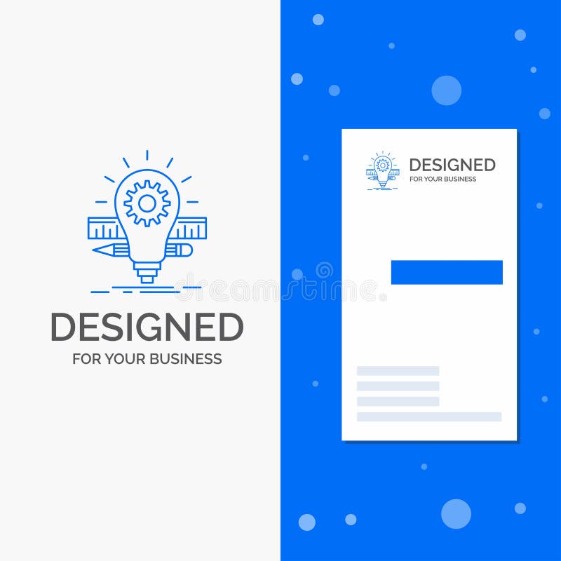 Business Logo for Development, Idea, Bulb, Pencil, Scale. Vertical Blue ...