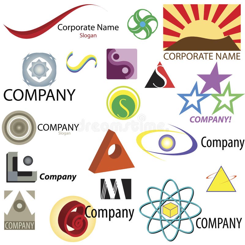 Business Logo Elements Icon Set Stock Vector - Illustration of card ...