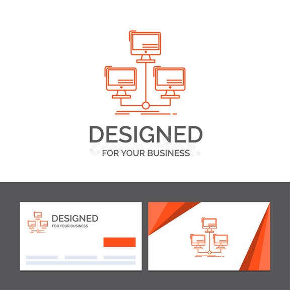 Business Logo Template for Database, Distributed, Connection, Network, Computer. Orange Visiting ...
