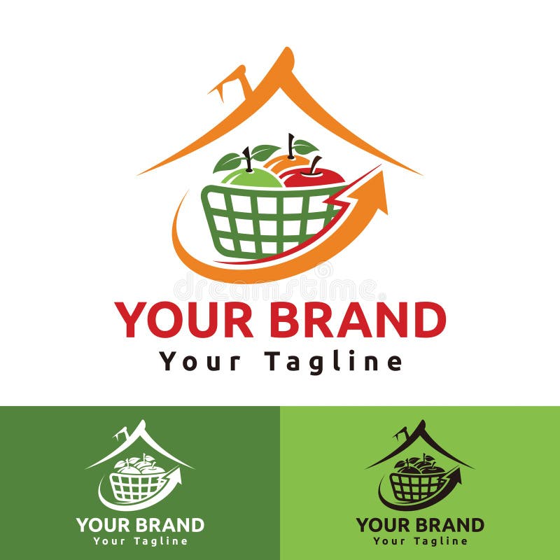 Business Logos Selling Fresh Fruit Offline and Online Stock Vector ...