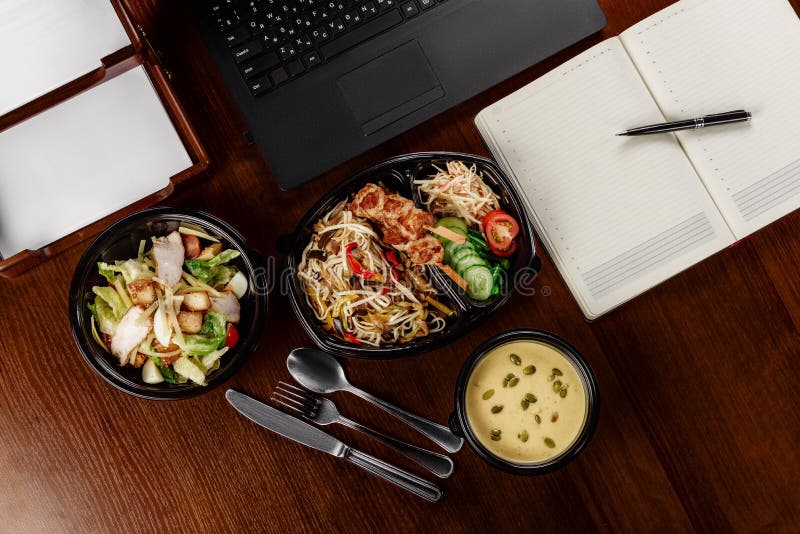 Business Lunch on the Desktop of Your Computer Stock Photo - Image of ...