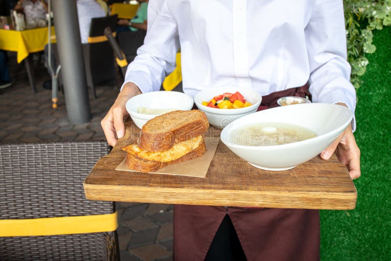 Business Lunch at Restaurant. Taking Break for Eat Stock Photo - Image ...