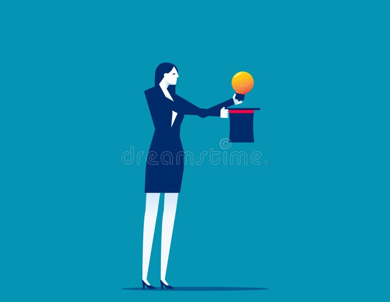 Business Magician Pulling a Light Bulb Out of His Hat. Business ...