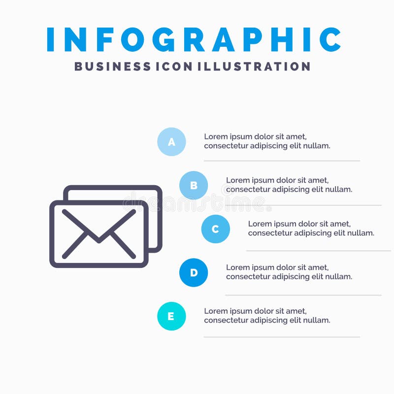 Business, Mail, Message Line Icon with 5 Steps Presentation ...