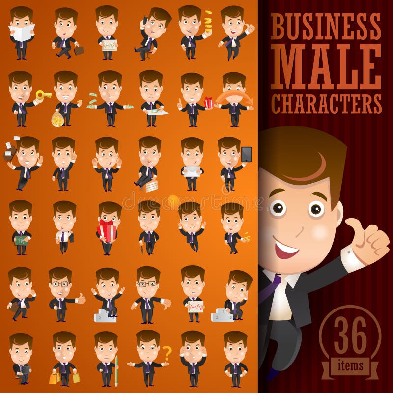 Business Male Character Set Stock Vector - Illustration of information ...