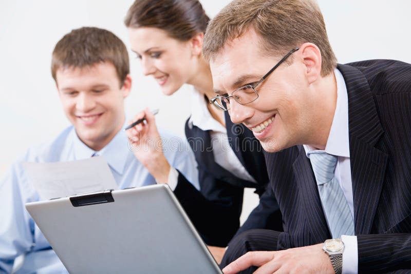 Handsome Businessmen Chatting in Meeting Room Stock Photo - Image of ...