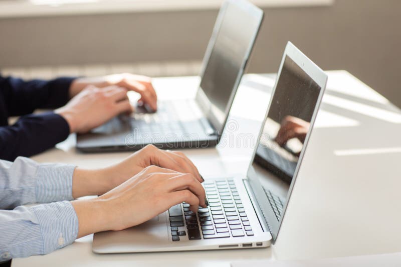 Business Man or Accountant Working on Laptop Computer with Business ...