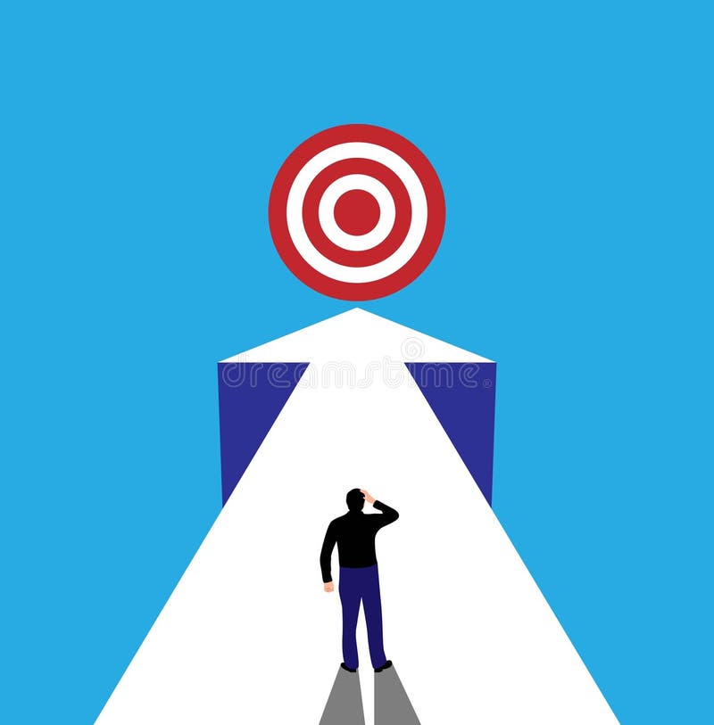 Business Man Aiming for Goals and Achievements Thinking on Arrow Stock ...