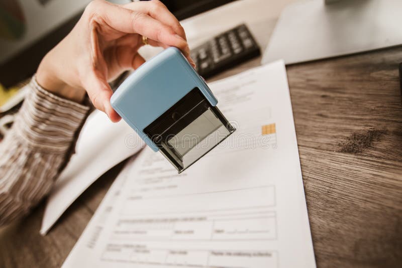 Business People Appoval Stamper Stamp on Paper Business Contract Stock ...