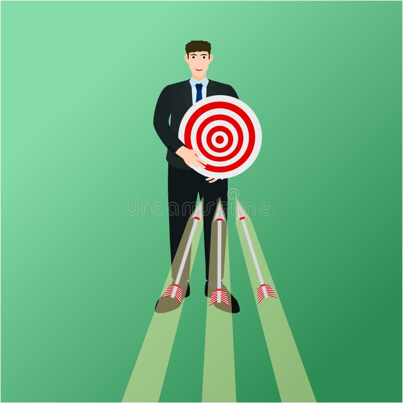 Businessman Archery Three Arrow Target Stock Vector - Illustration of ...