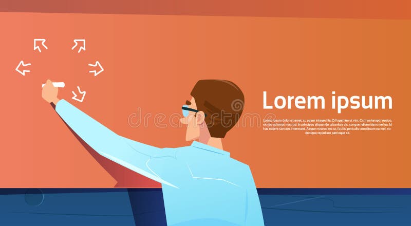 Business Man Back Rear View Writing on Board Copy Space Banner Stock ...