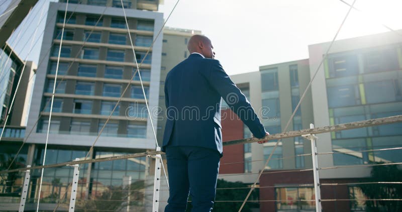 Business Man, Back and Thinking in City, Bridge or View by Skyscraper ... Business Man, Back and Thinking in City, Bridge or View by Skyscraper ...