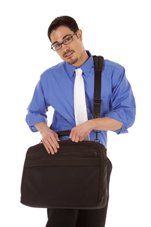 Business Man with Bag Looking Stock Photo - Image of black, business ...