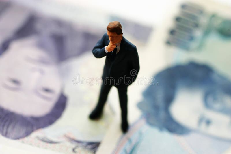 Business man on bank money stock image. Image of mini - 1014685