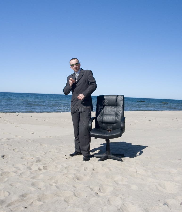 Business Man on Beach stock photo. Image of stranded, black - 2279074
