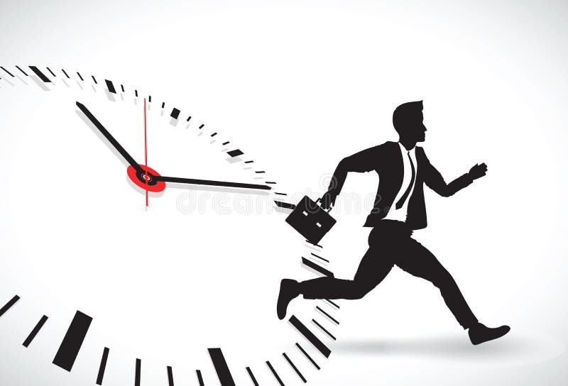 Business Man Beating the Clock Stock Illustration - Illustration of ...
