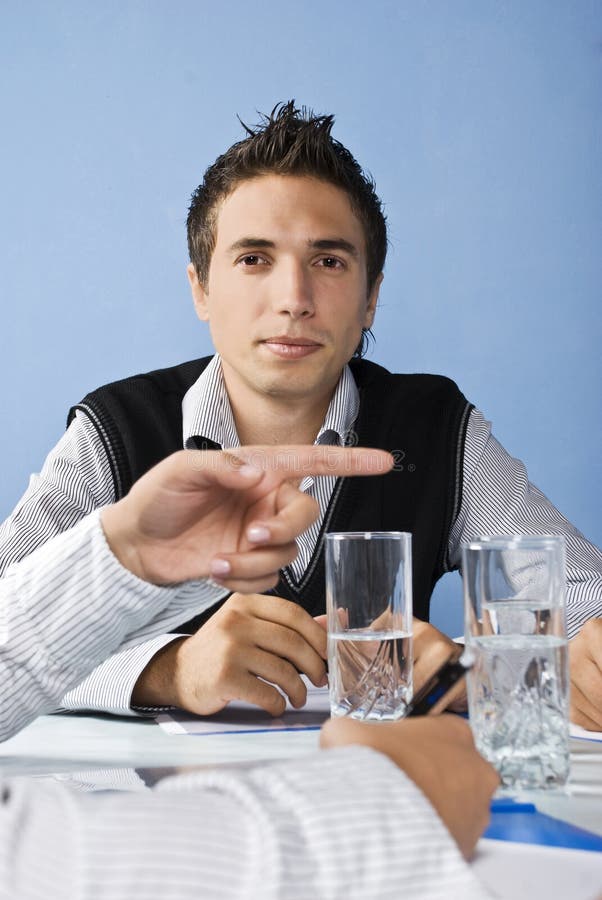 Business Man Behind a Pointing Hand Stock Image - Image of look ...