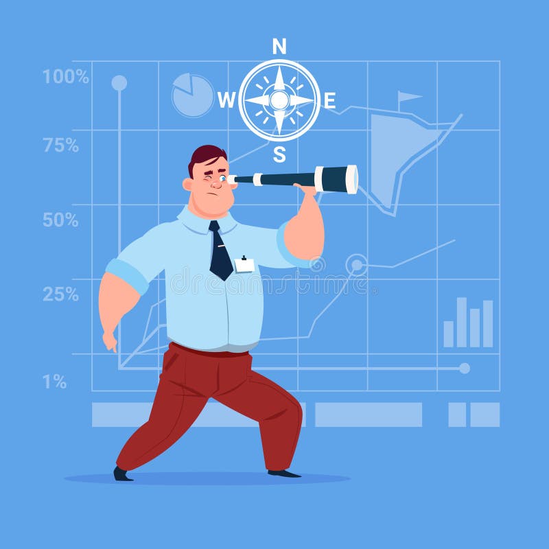Business Man with Binoculars Successful Future Career Concept Stock ...