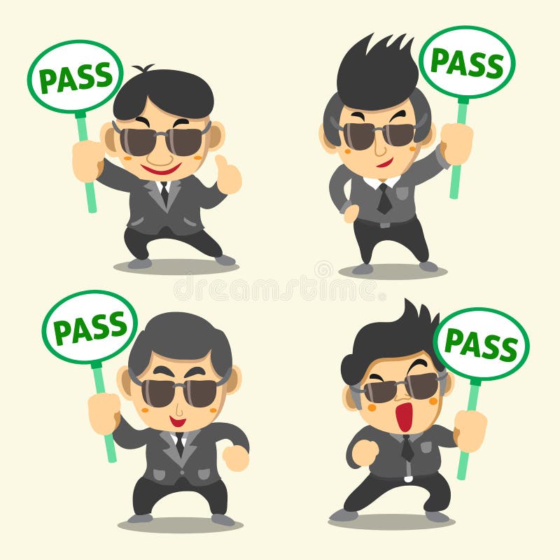 Business Man in Black with Pass Sign Stock Vector - Illustration of ...