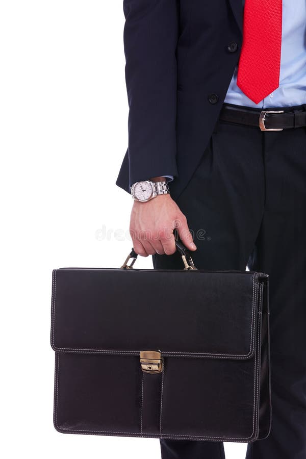 Business Man in Black Suit Hand Holding Briefcase Stock Photo - Image ...