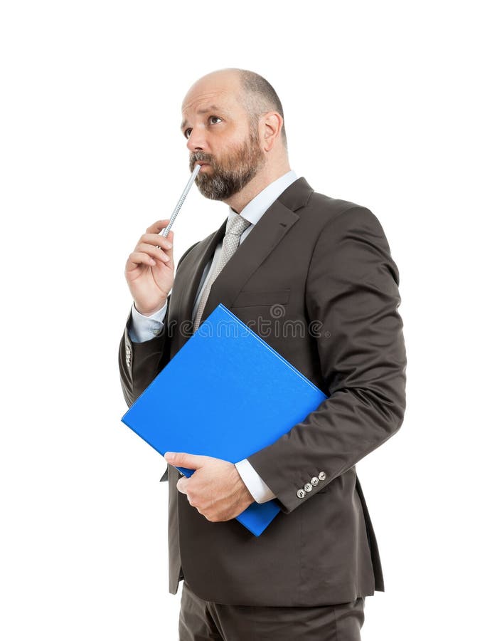 Business Man with Blue Folder Stock Photo - Image of document, cheerful ...