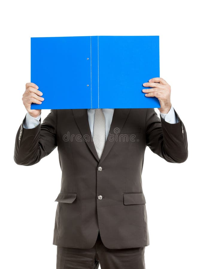Business Man with Blue Folder Stock Image - Image of modern, grey: 40393215