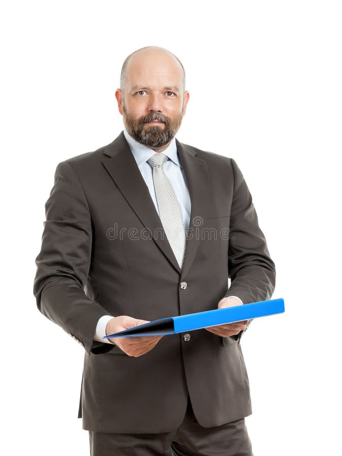 Business Man with Blue Folder Stock Photo - Image of portrait, cheerful ...