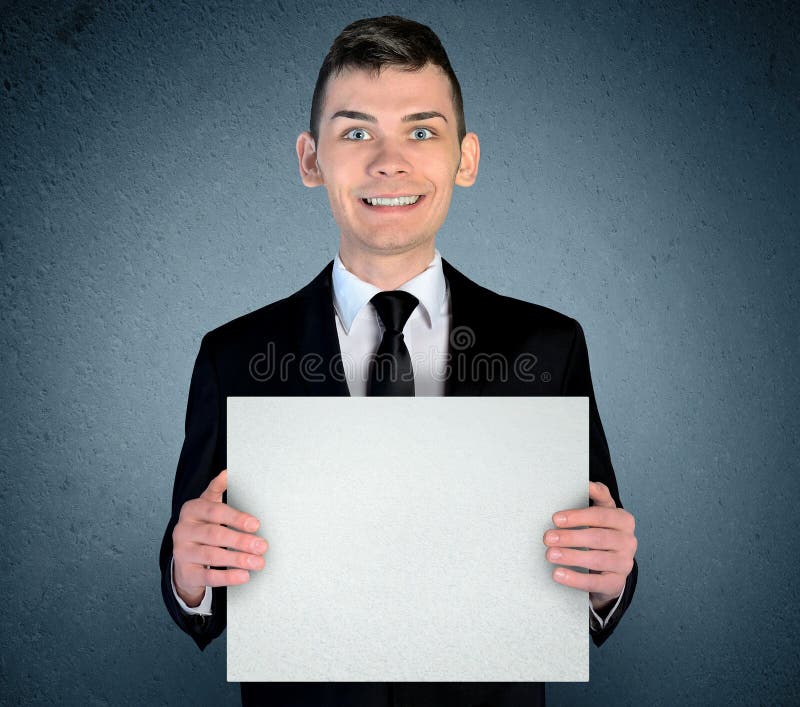 Business man with board stock image. Image of paper, advertisement ...